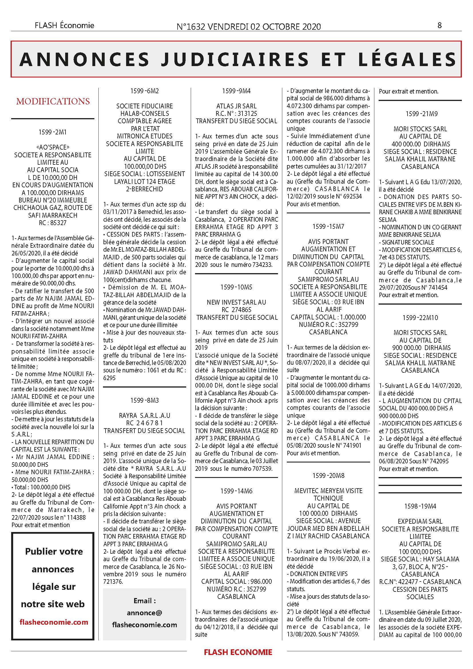 journal annonces légales publier annonce légale JAL MAROC